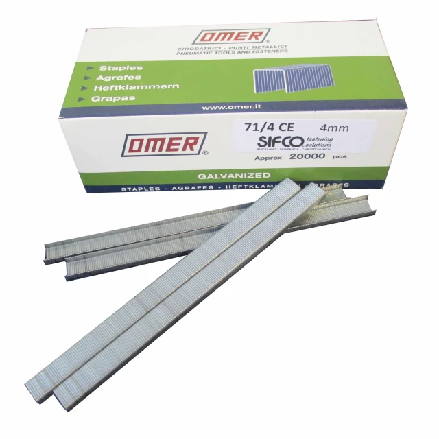 OMER 4mm Galvanised 23 Gauge Upholstery Staples 10,000pcs/Box
